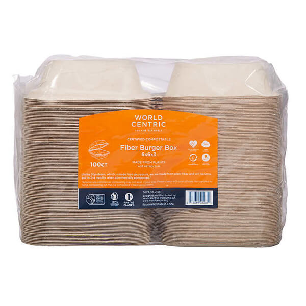 PRIMEWARE FIBER HINGED CONTAINER 10X10 INCH - US Foods CHEF'STORE