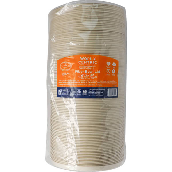 WORLD CENTRIC COMPOSTABLE FIBER LID FOR 24 OZ BOWL - US Foods CHEF'STORE